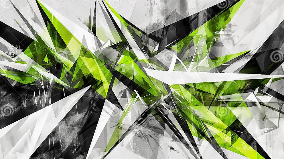 Vibrant Green and White Abstract Geometric Art Stock Illustration ...