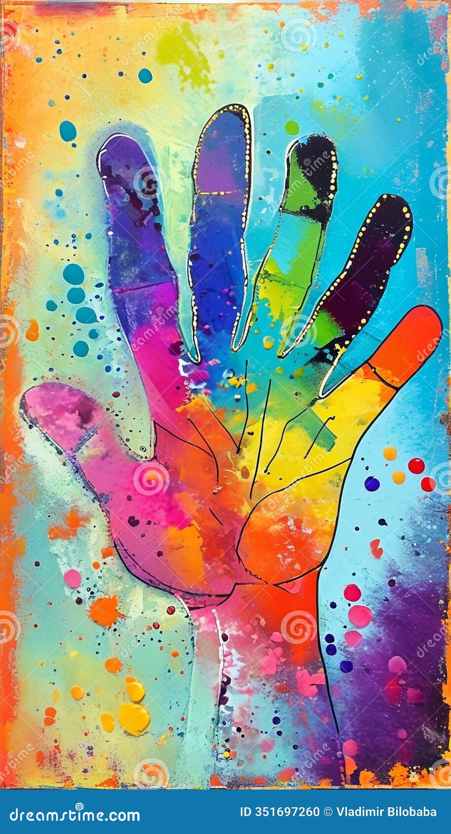 Vibrant Handprint Art Bursting with Color and Creativity Stock ...
