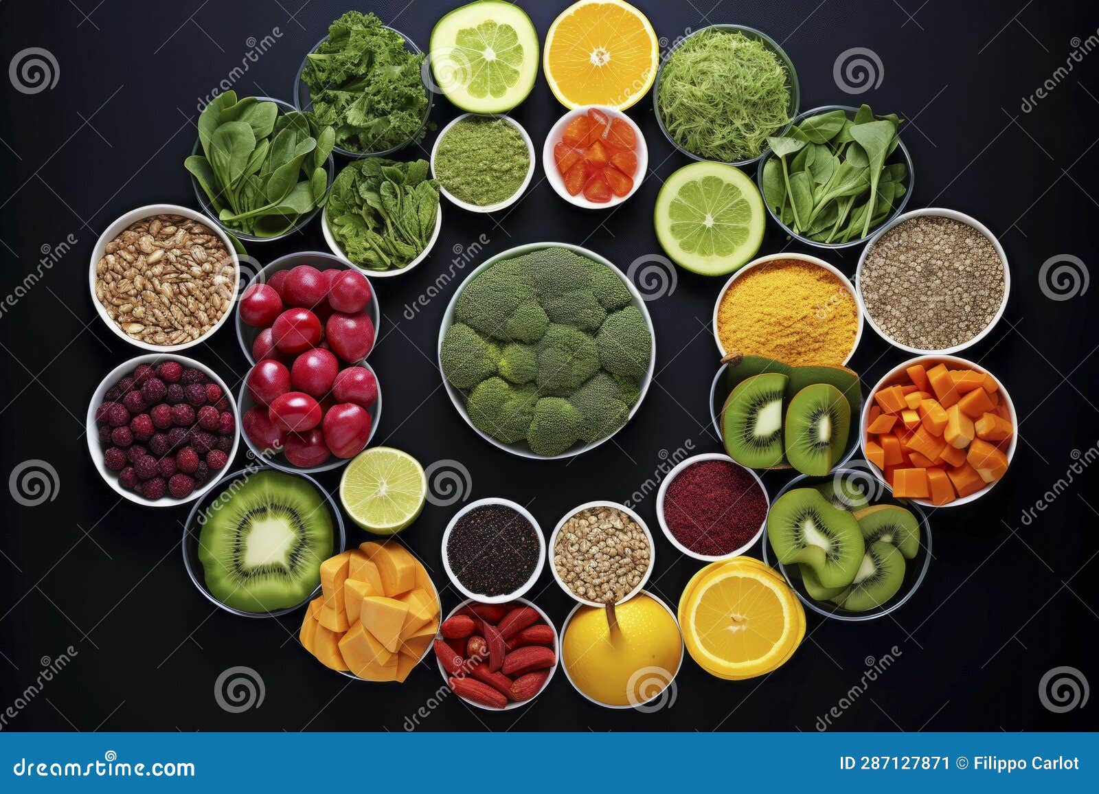 Vibrant Healthy Food Spread Stock Illustration - Illustration of grains ...