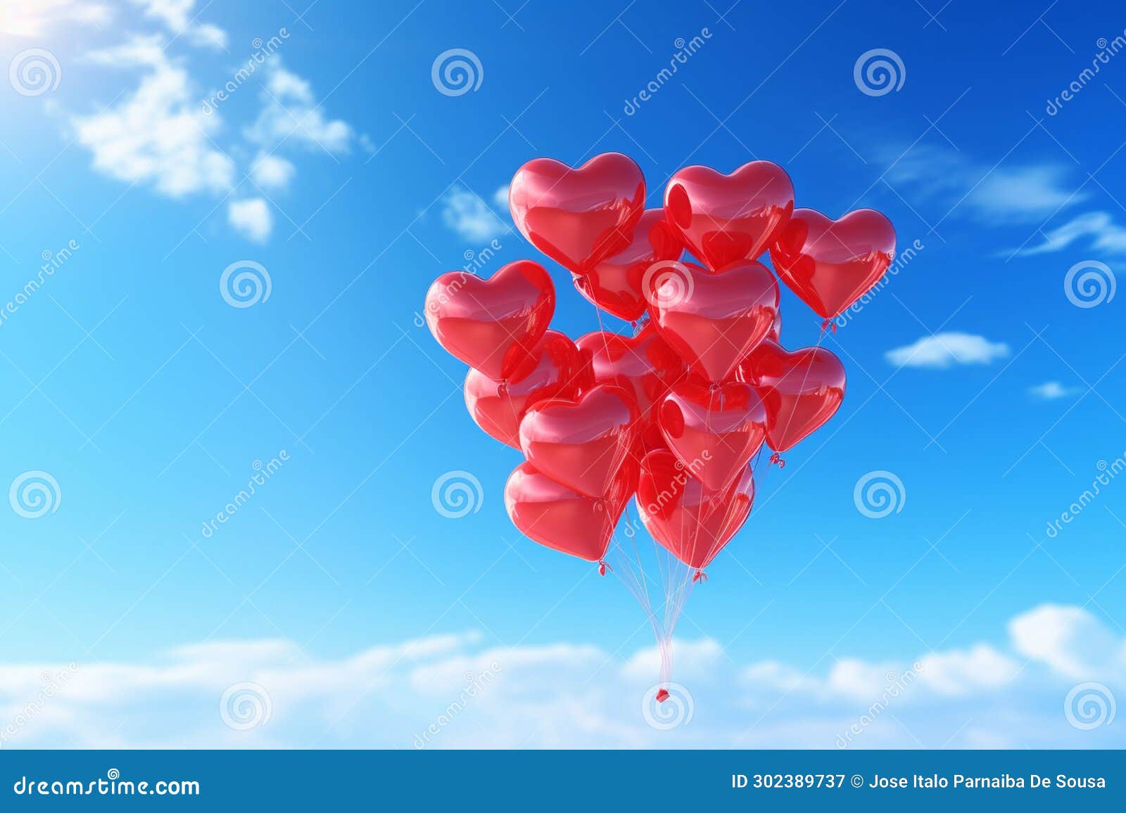 Vibrant Heart Balloons Floating Against a Blue Stock Illustration ...