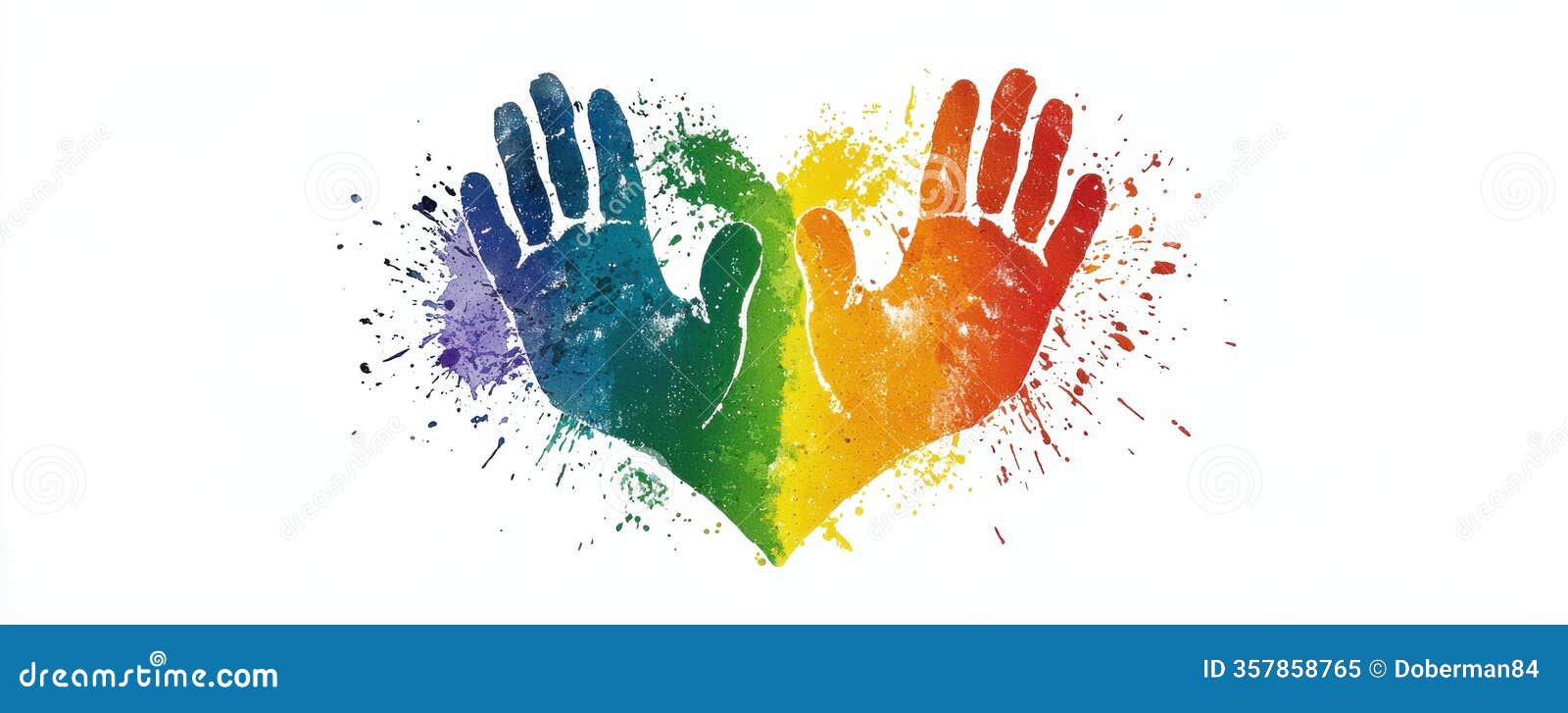 Heart-shaped Rainbow Handprints Symbolizing Unity and Diversity Stock ...