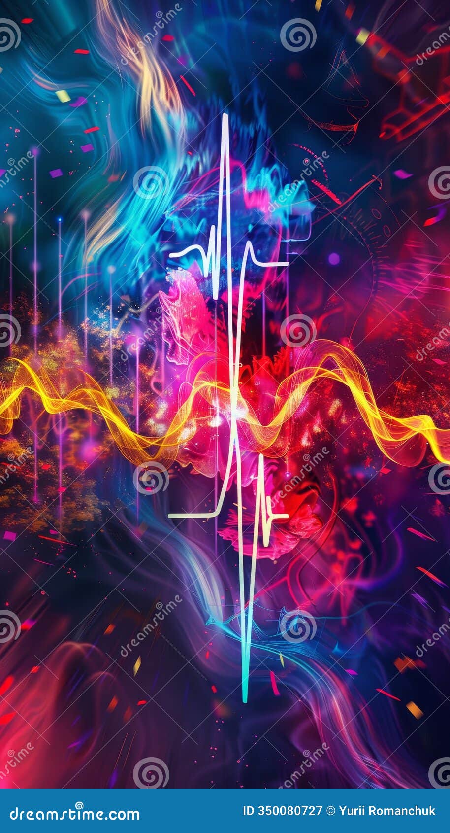 Vibrant Heartbeat Patterns and Sound Waves Merging with a Digital ...