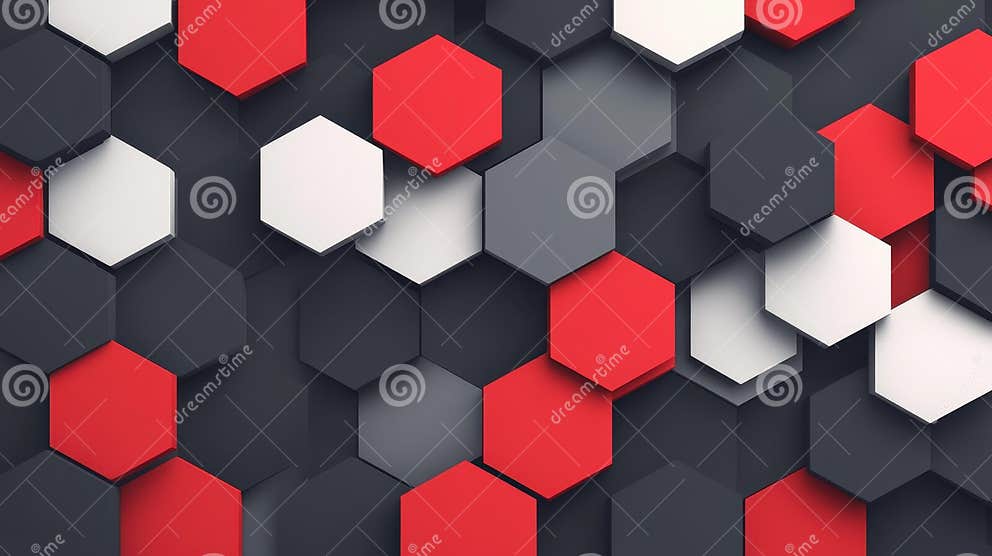 A Vibrant Hexagon Shape in Red and Grey Flows Against a Dynamic Gradient Background, Symbolizing ...