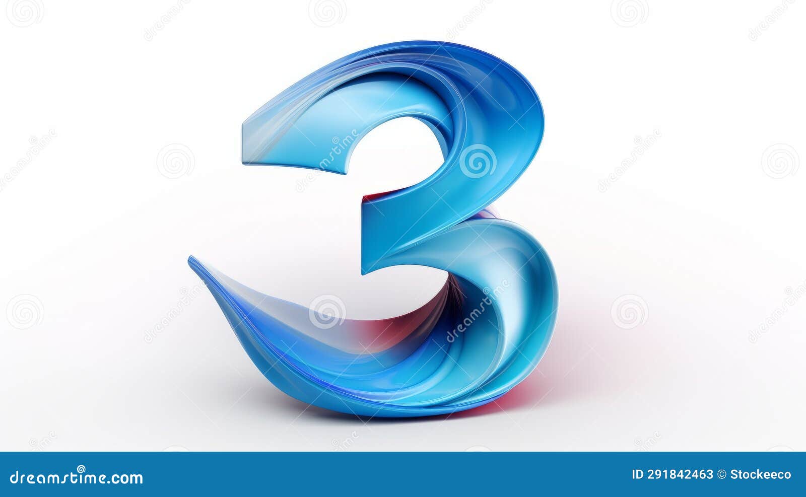 Vibrant 3d Number Three with Blue Flowing Form Stock Illustration ...