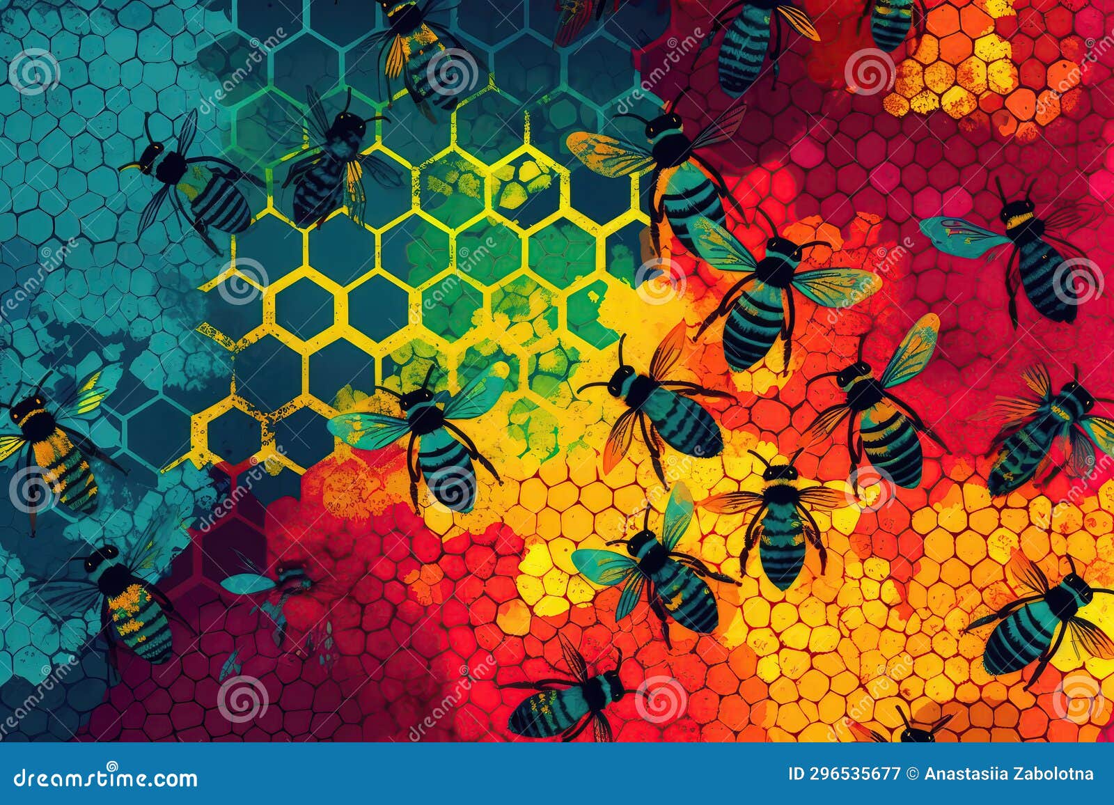 Buzzing Bees Inside A Hive. Generate Ai Royalty-Free Stock Photography ...