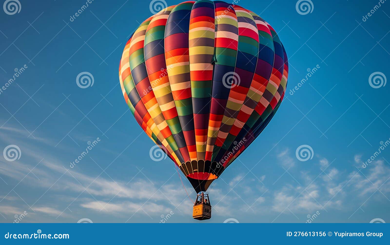 Vibrant Hot Air Balloon Gliding Mid Air Leisurely Generated by AI Stock ...