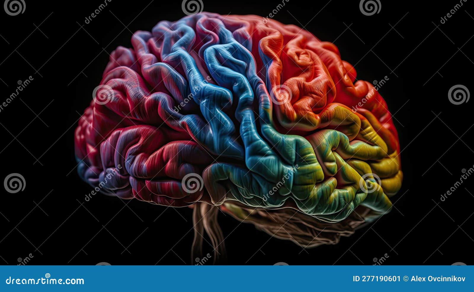 Vibrant Human Brain Model on Black Background for Cinematic Projects ...