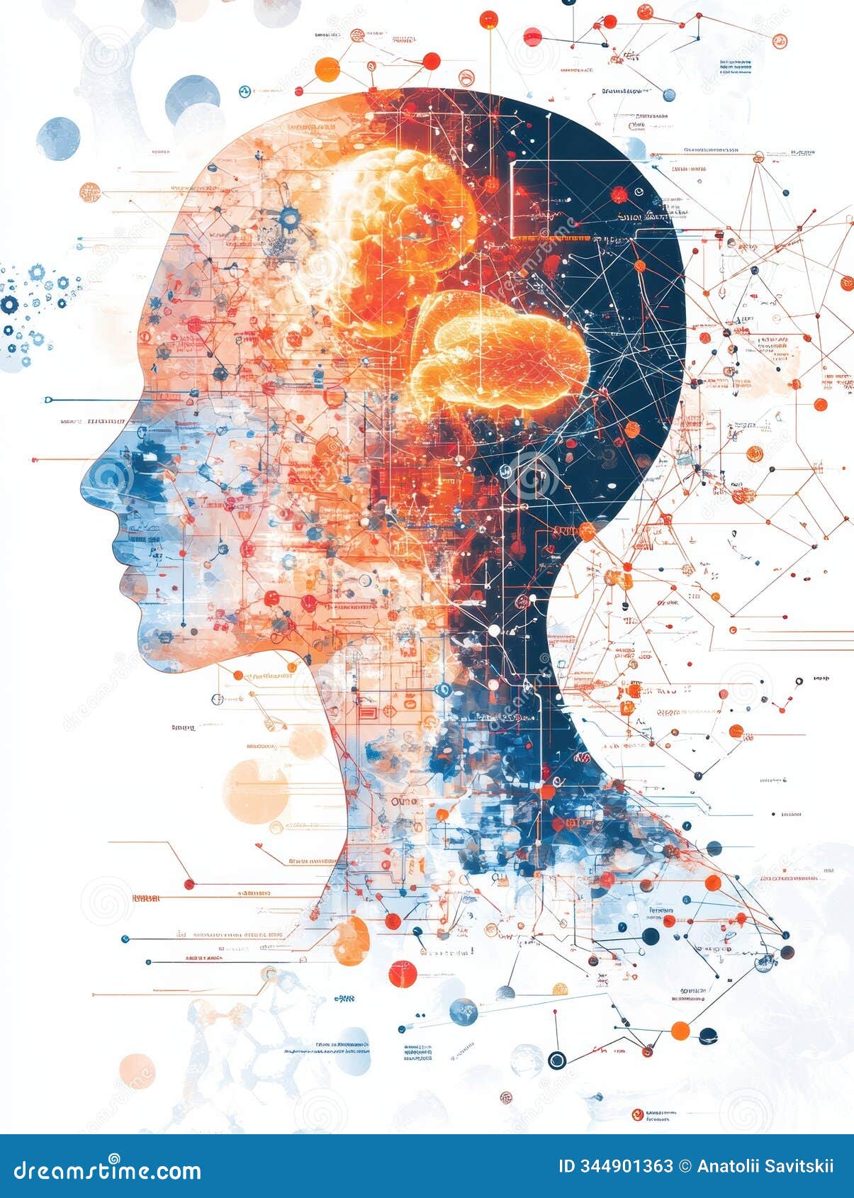 A Vibrant Human Silhouette Stands Out, Surrounded by Molecules and ...