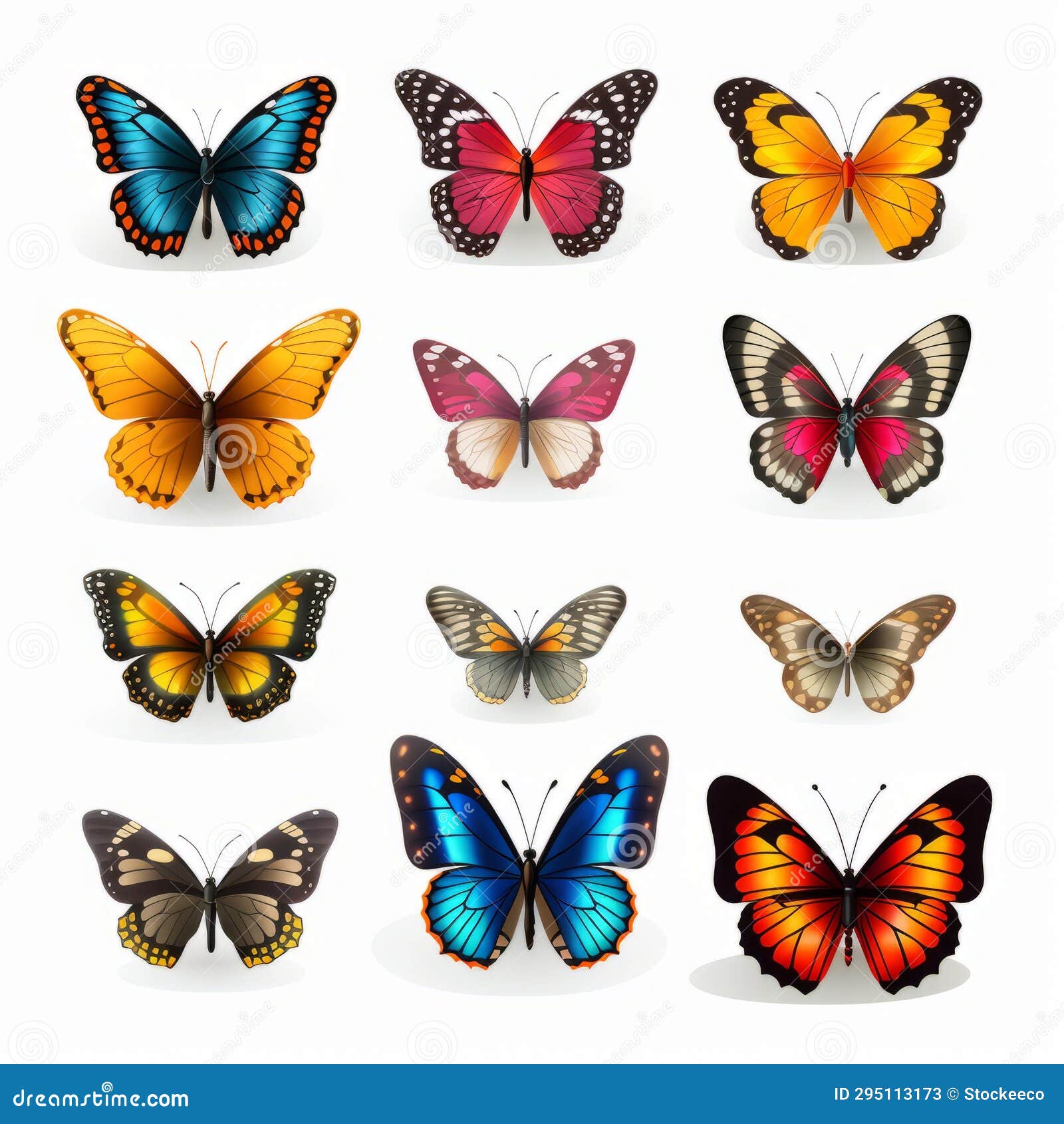 Vibrant Hyper-realistic Butterfly Illustrations on Transparent ...