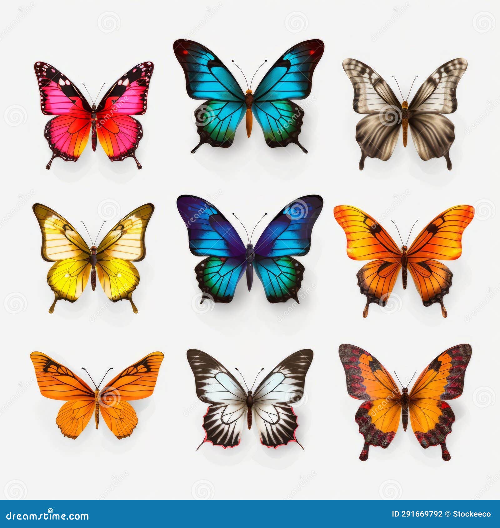 Vibrant Hyper-realistic Butterfly Illustrations on Transparent ...