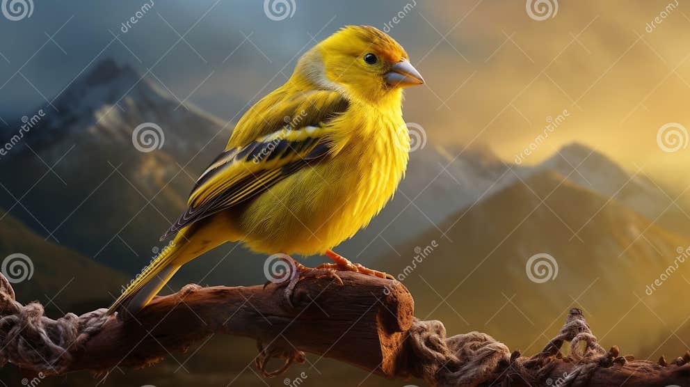 Vibrant Hyperrealistic Canary Bird Artwork in 8k Resolution Stock ...