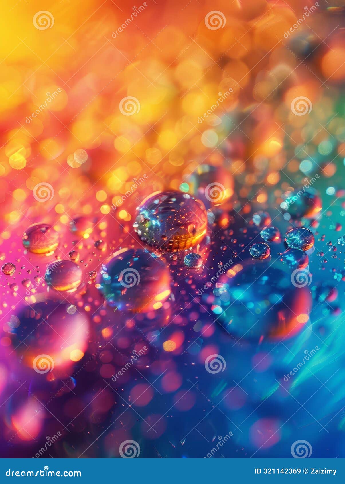Vibrant Hyperrealistic 3D Render of Water Droplets on Colorful ...