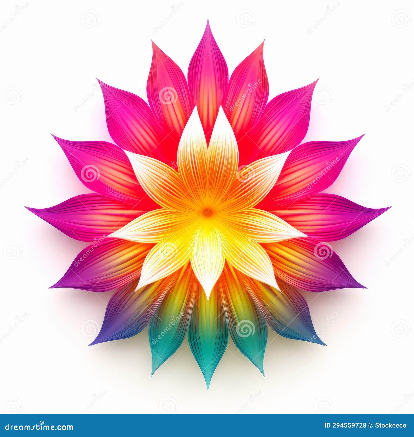 Vibrant Illusory Gradient Flower on White Background Stock Illustration ...