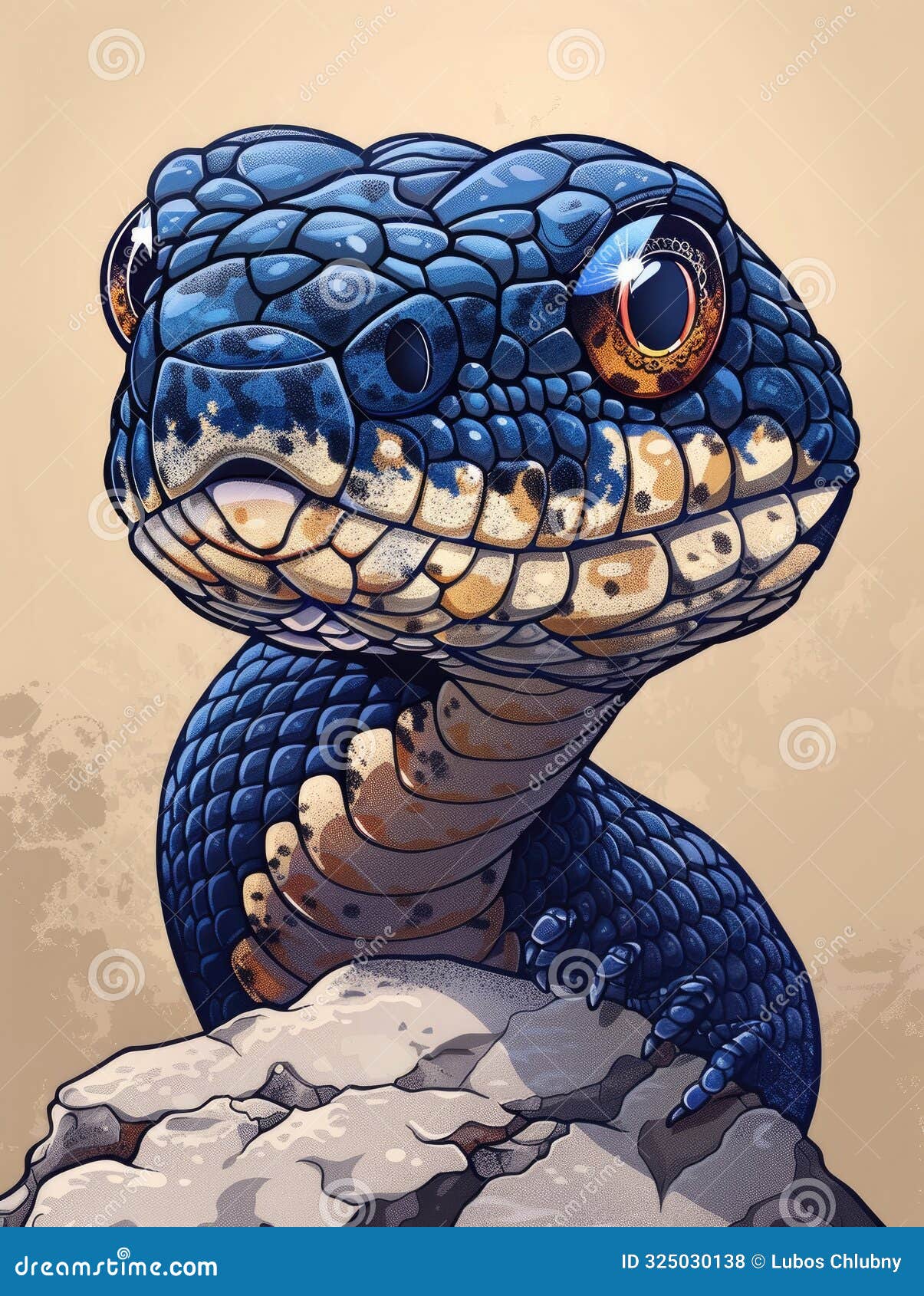 Vibrant Illustration of a Blue Snake Stock Illustration - Illustration ...