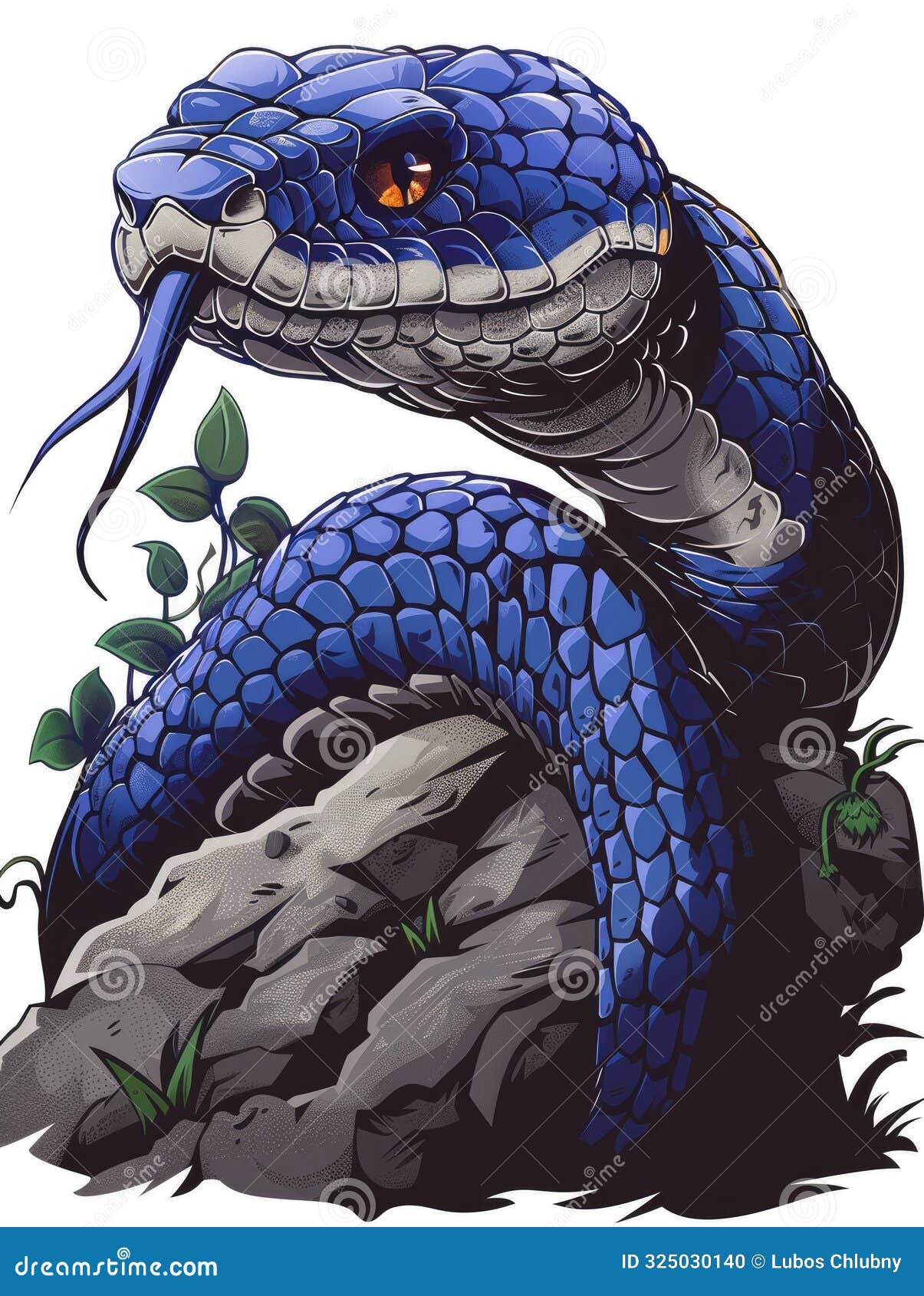 Vibrant Illustration of a Blue Snake Stock Illustration - Illustration ...