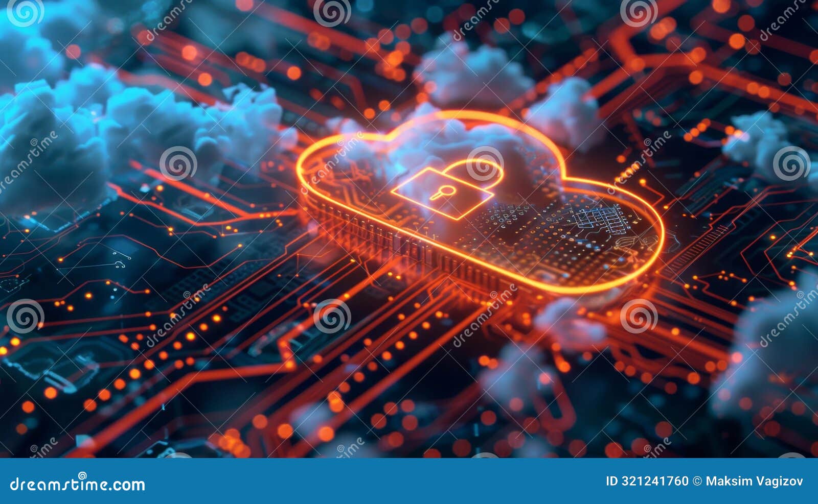 Cloud Computing Security Concept, Generative AI Stock Photo - Image of futuristic ...
