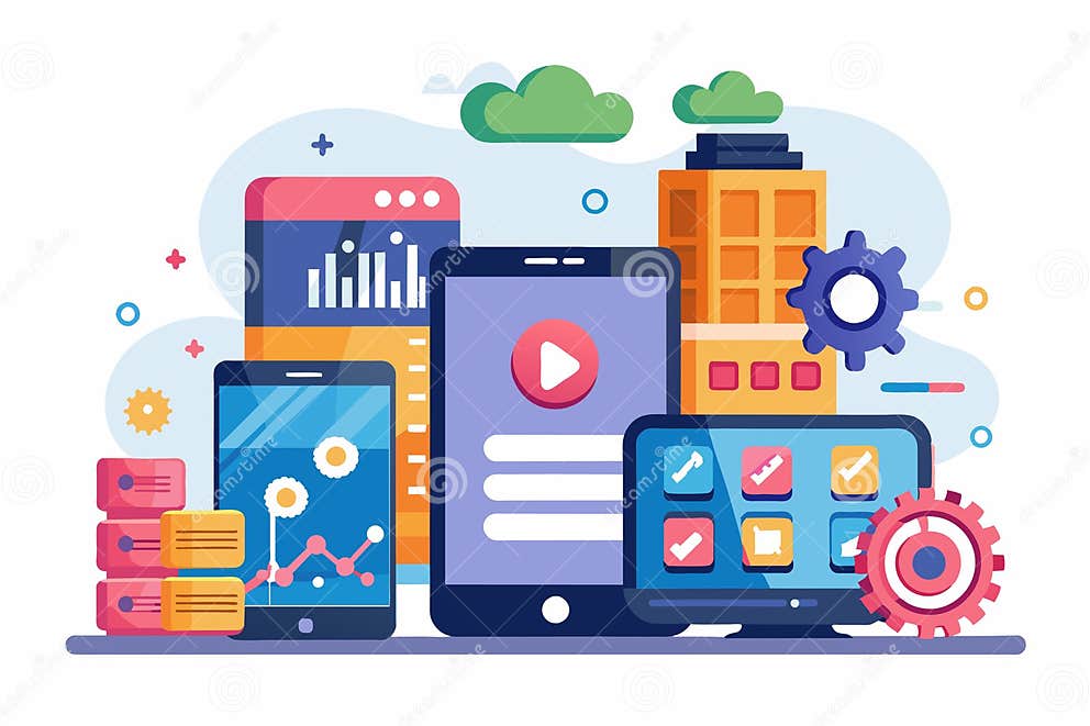 A Vibrant Illustration Features Various Devices Showcasing the ...