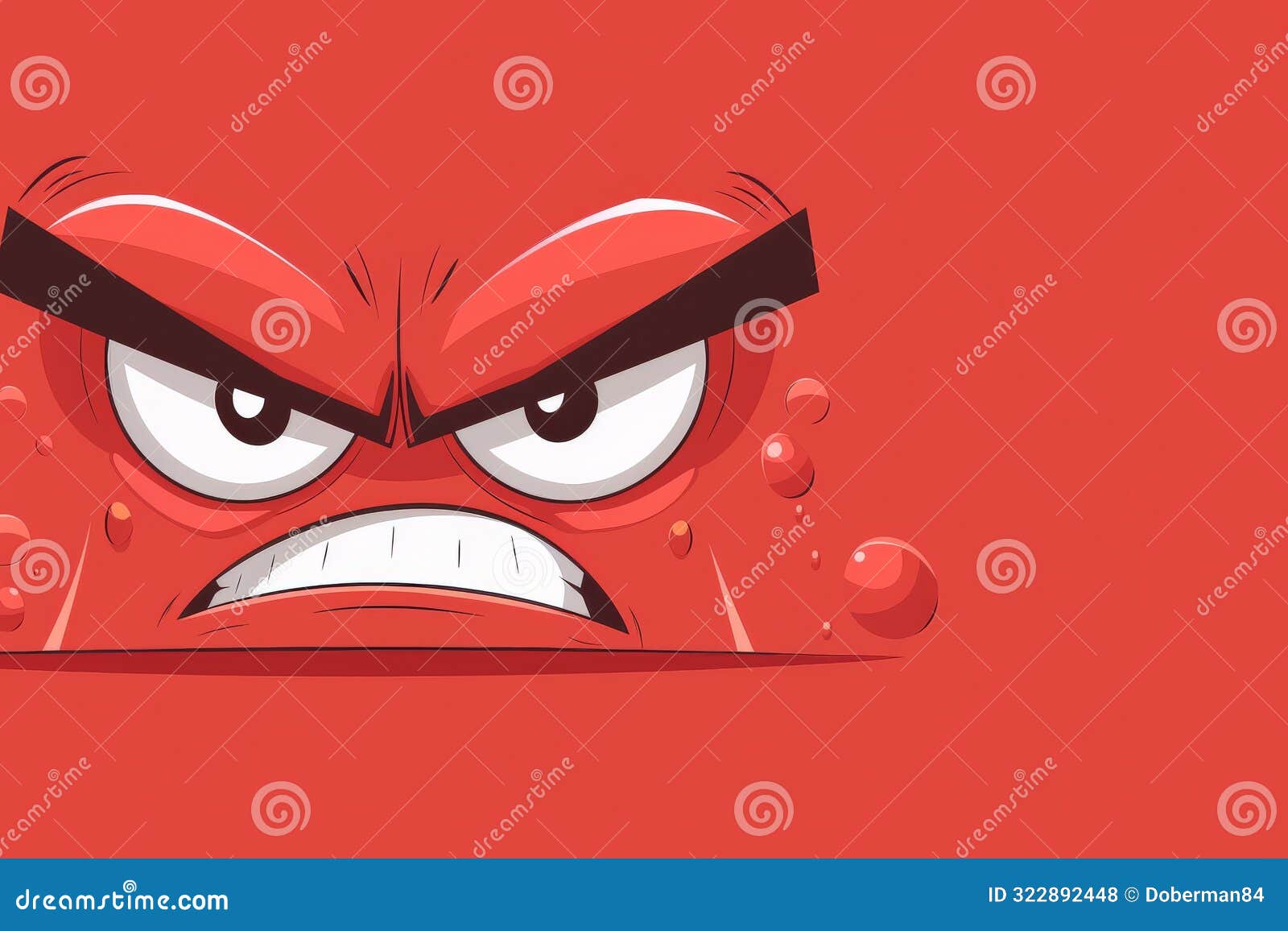 Cartoon Angry Face Expression on Solid Red Background Stock ...