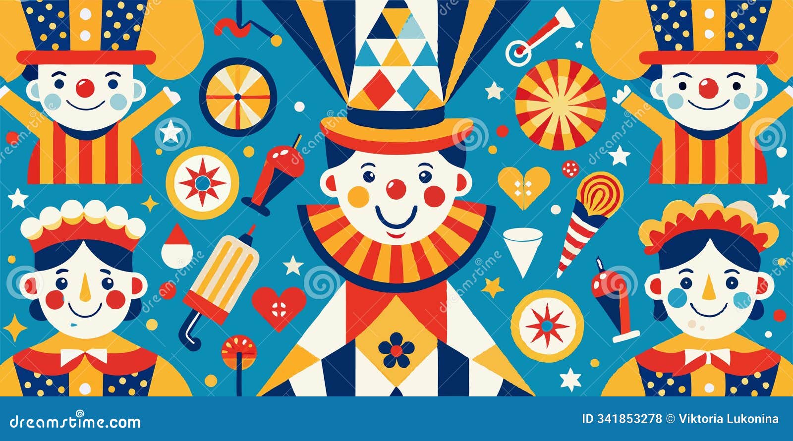 Colorful Circus Clown Carnival Pattern for Festive Designs and Decor ...