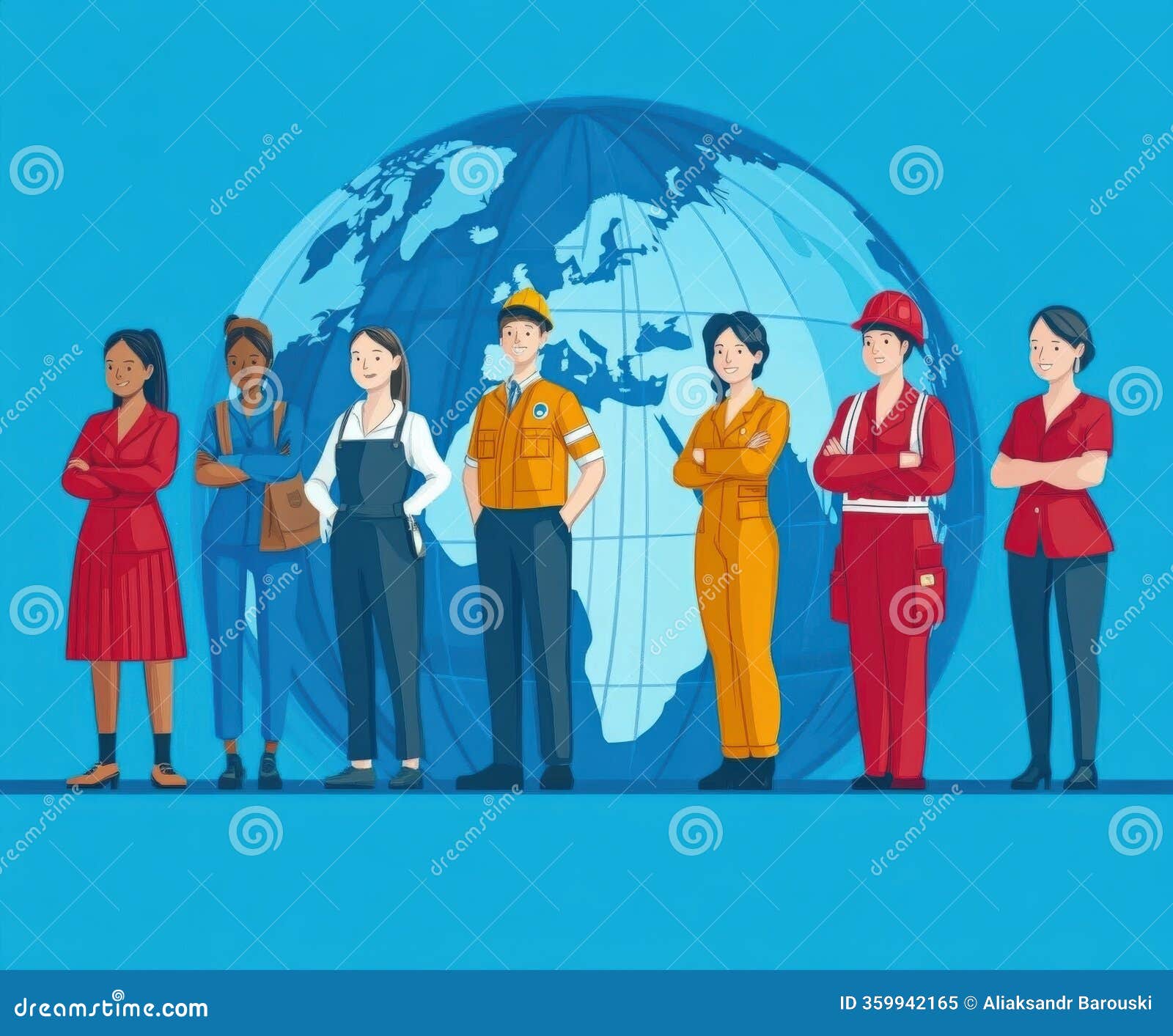 Diverse Group of Women in Various Professional Uniforms Standing ...