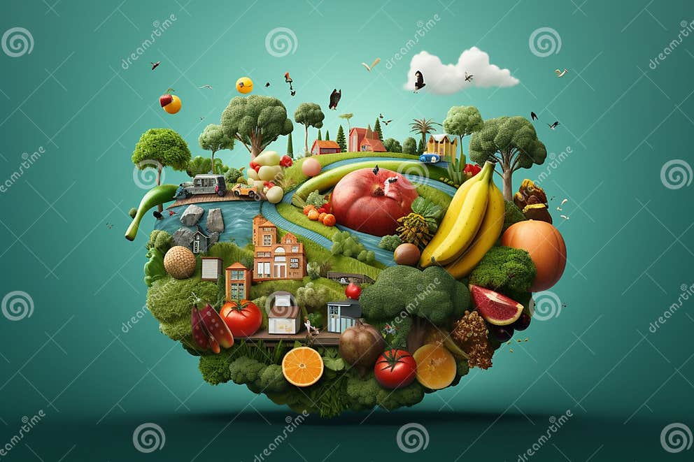 Vibrant Illustration Of Healthy Lifestyle Stock Illustration