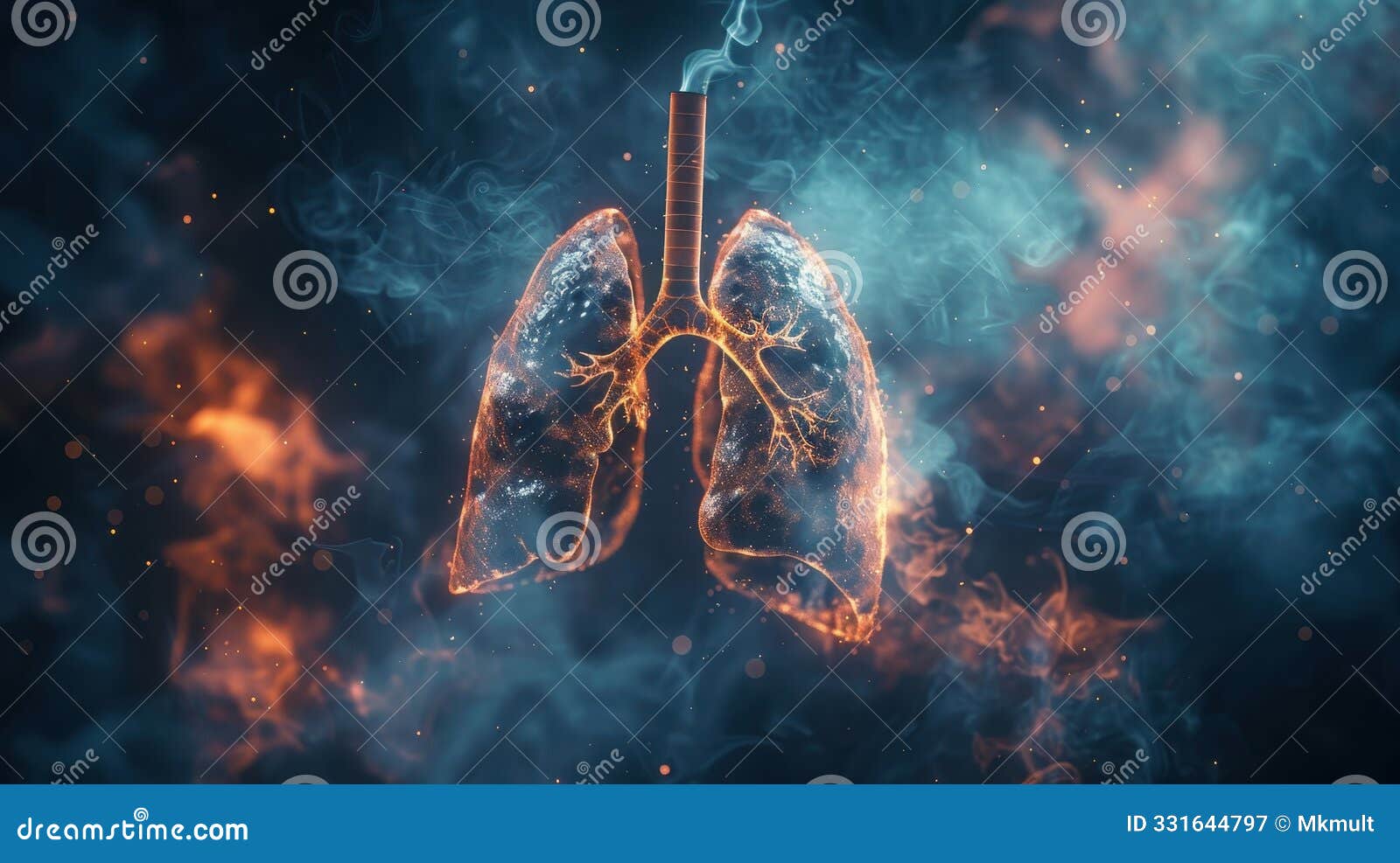 Realistic Representation of Human Lungs Surrounded by Colorful Smoke ...