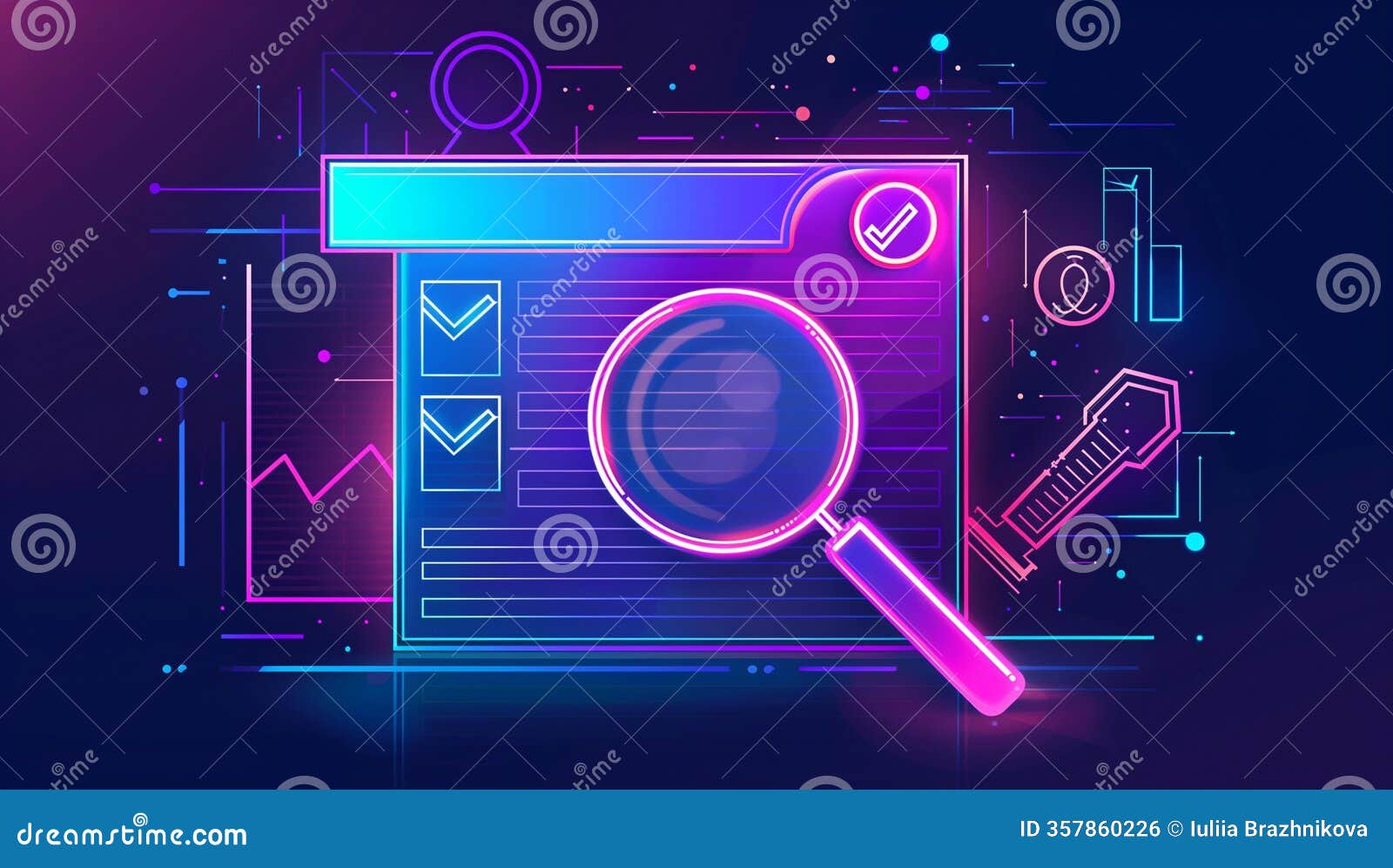 Visualization Of The Search Bar On The Background Of A Collage O Stock ...