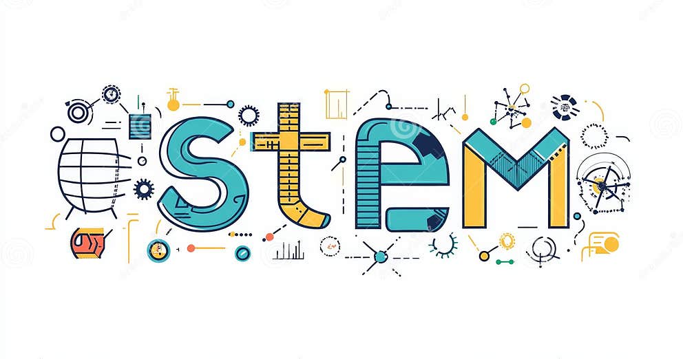 Colorful STEM Concept Illustration with Various Educational Elements ...