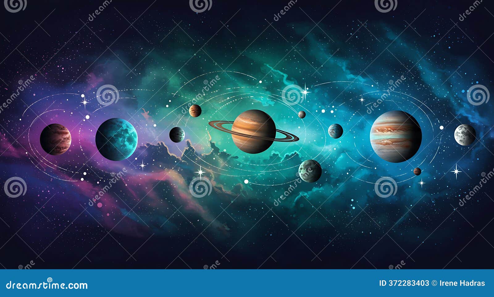 Nine Planets Of Solar System Vector Illustration | CartoonDealer.com ...