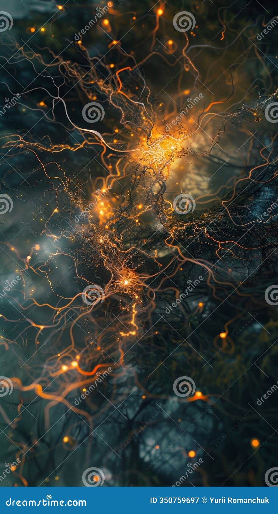 Vibrant Image of Active Neuron Cells Reflecting the Growth and ...