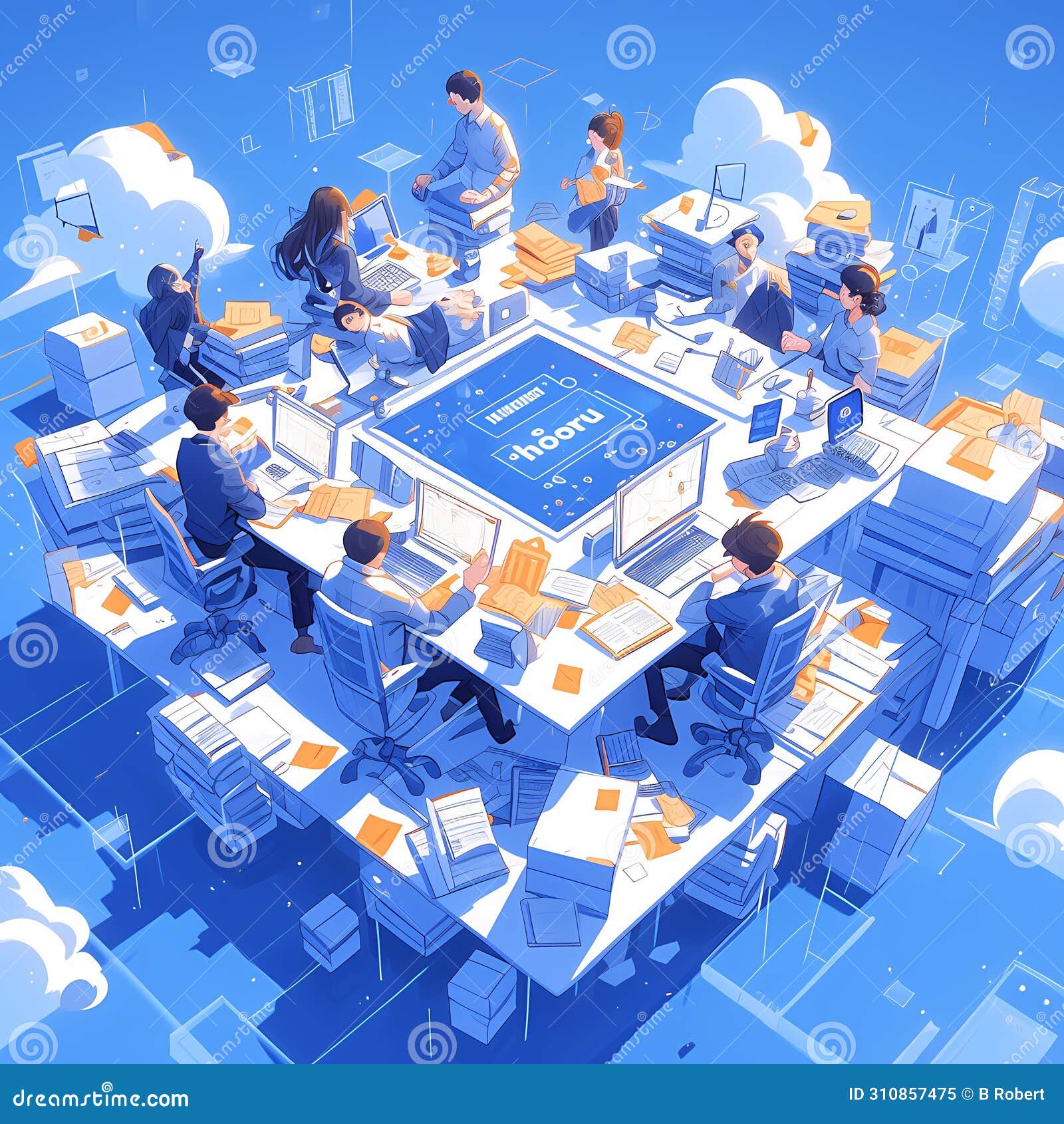 Dynamic Team Meeting: Collaboration and Success Stock Illustration ...