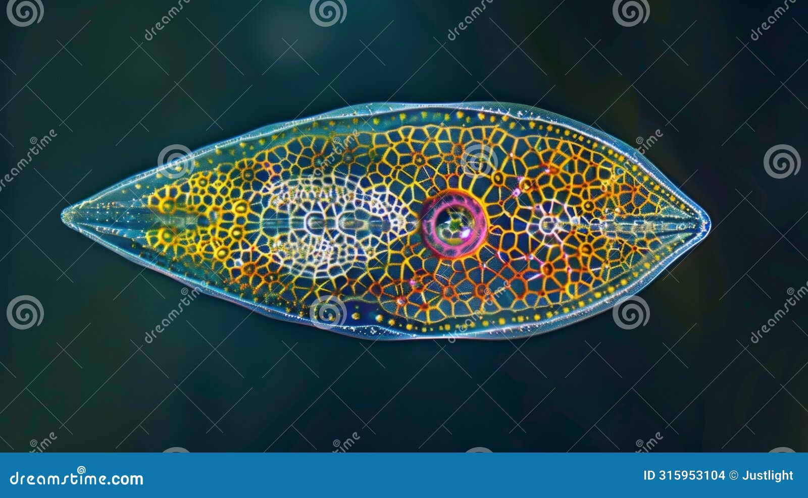 A Vibrant Image of a Diatom a Singlecelled Algae with Its Geometrically ...