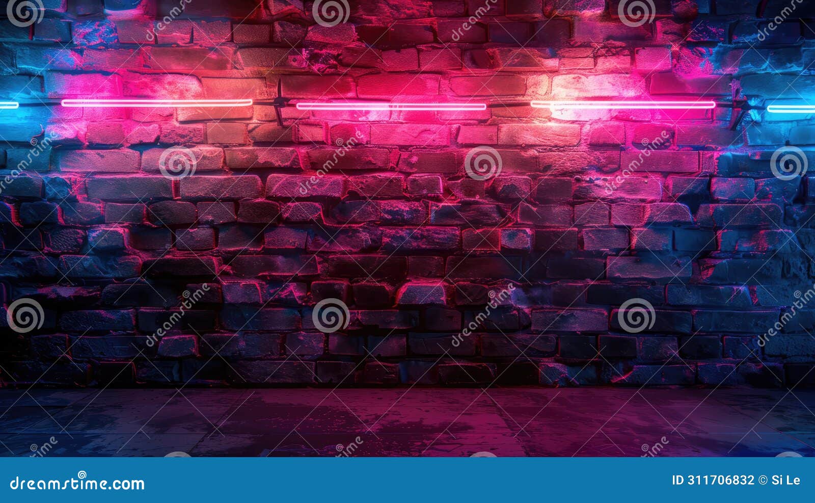 Brick Wall Neon Lights: Vibrant Red and Blue Lighting Effect on ...