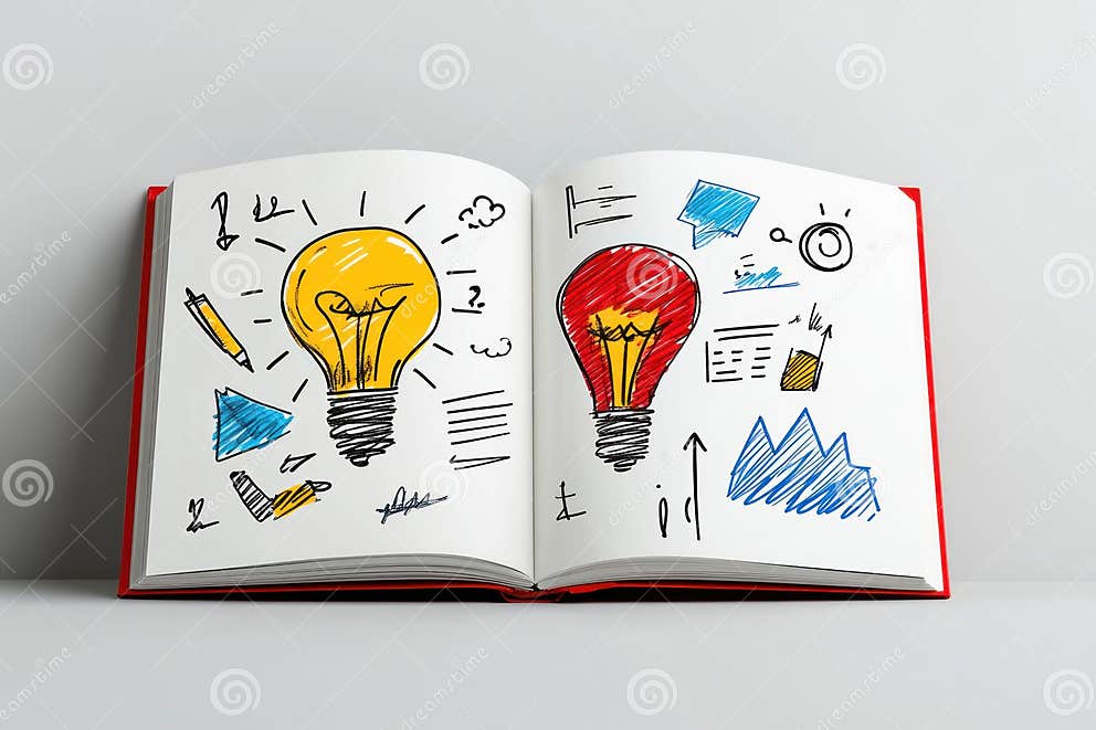Curious Student Capturing Ideas in Notebook with Education Icons on ...