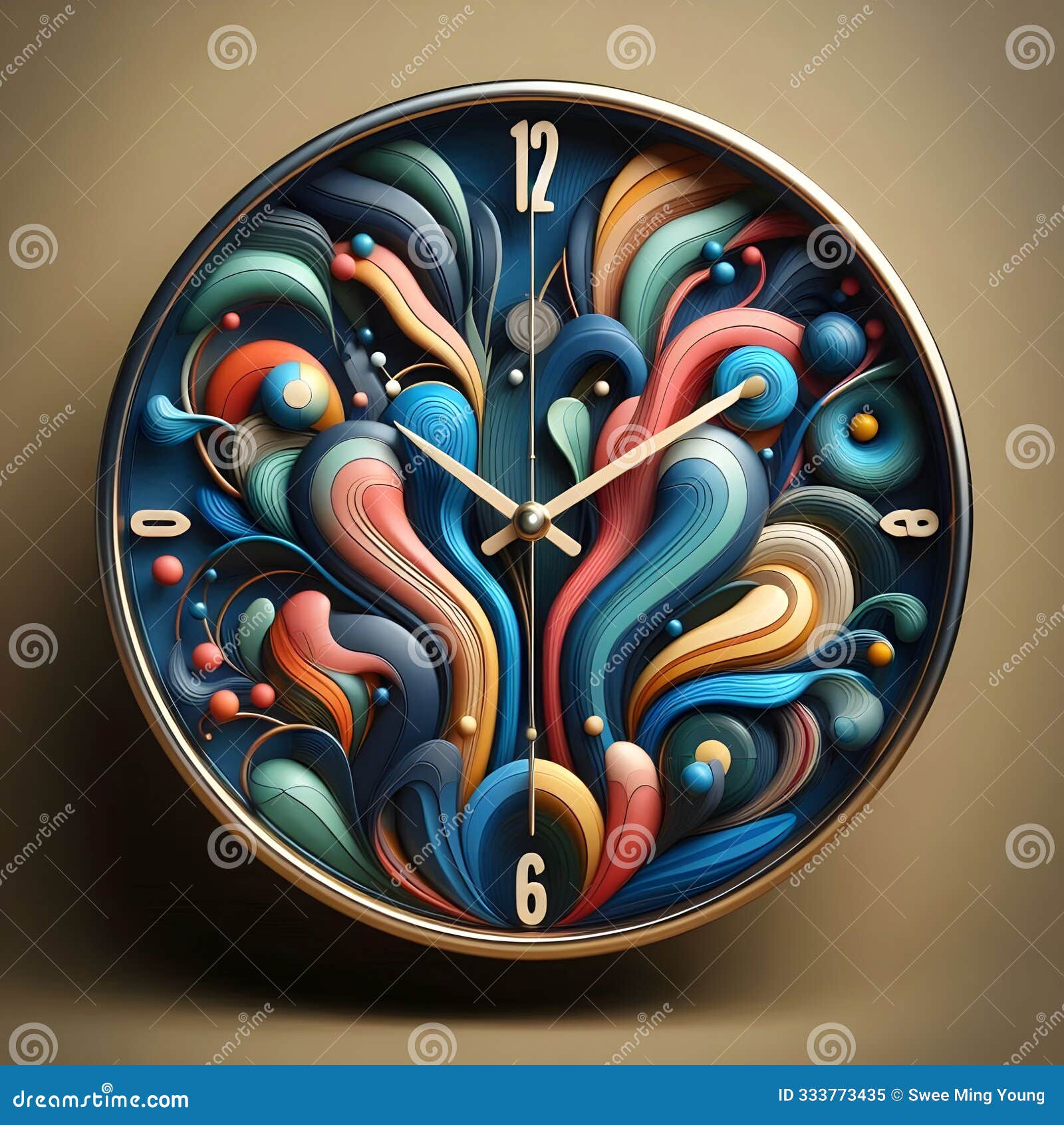 Vibrant Image of Front View of an Abstract Clock. Stock Illustration ...