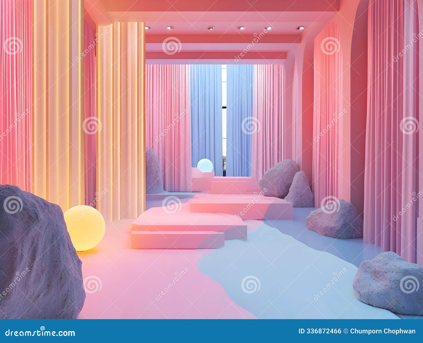 Vibrant and Immersive 3D Interactive Art Installation with Geometric ...