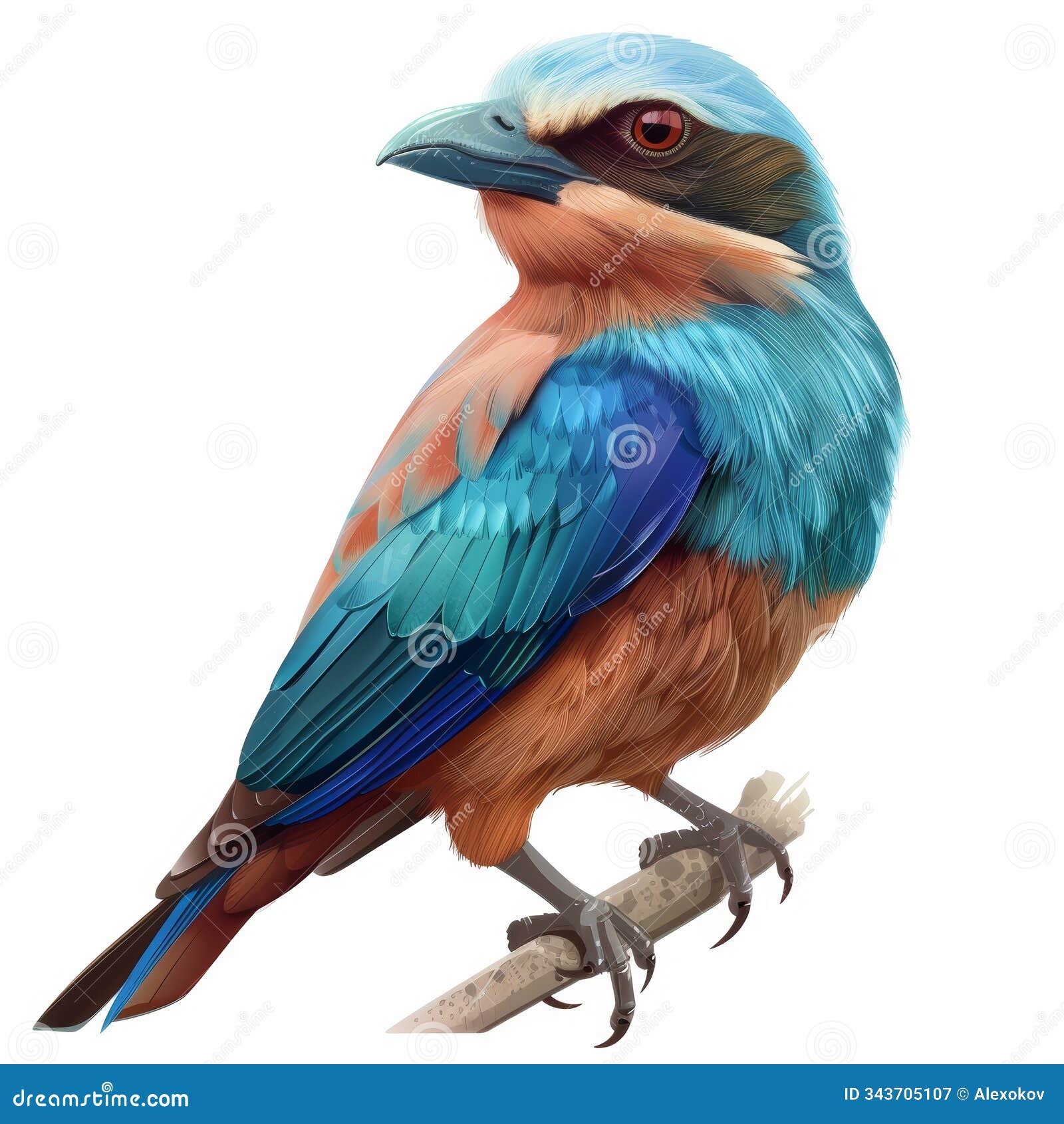 Vibrant Indian Roller Bird on White Background Generative AI Stock ...