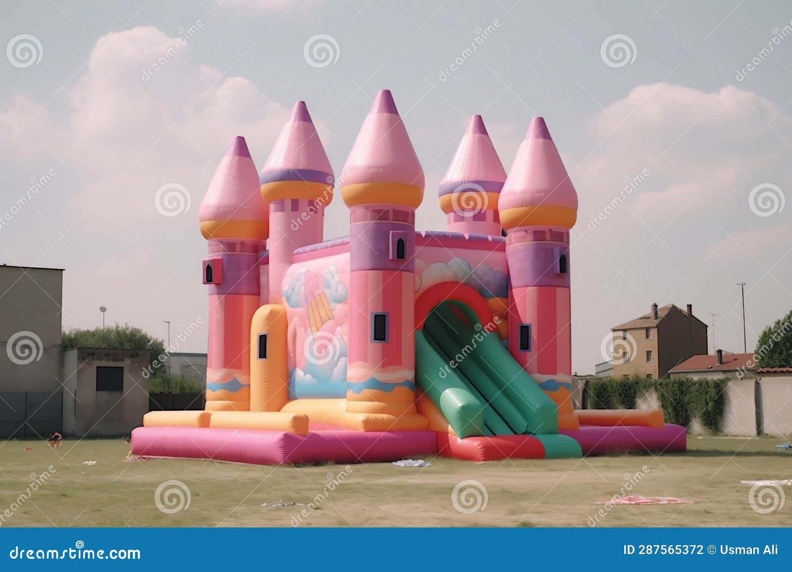 Vibrant Inflatable Play Structures. AI Stock Photo - Image of engaging ...