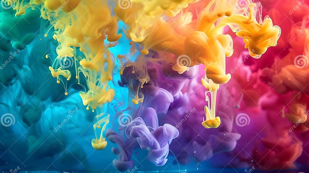Vibrant Ink Diffusion Underwater Visuals Generative AI Stock ...