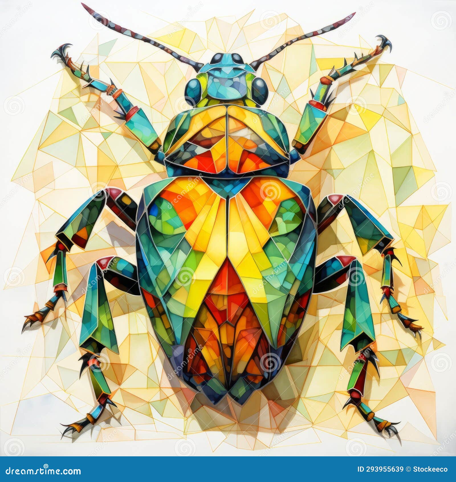 Vibrant Insect Illustrations: Hyper-realistic Low Poly Stained Glass ...