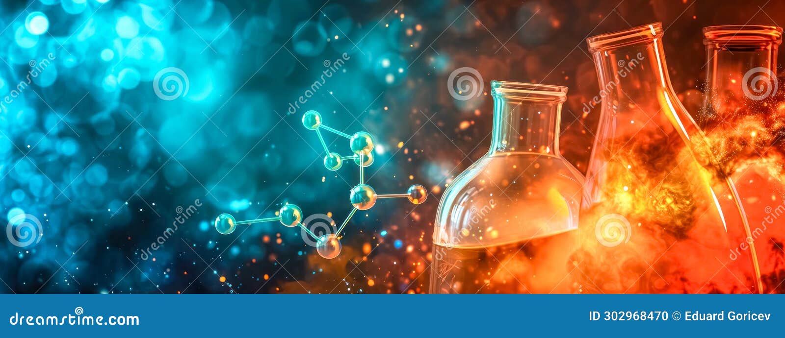 The Vibrant Interplay of Science: Molecules and Reactions, Banner with ...