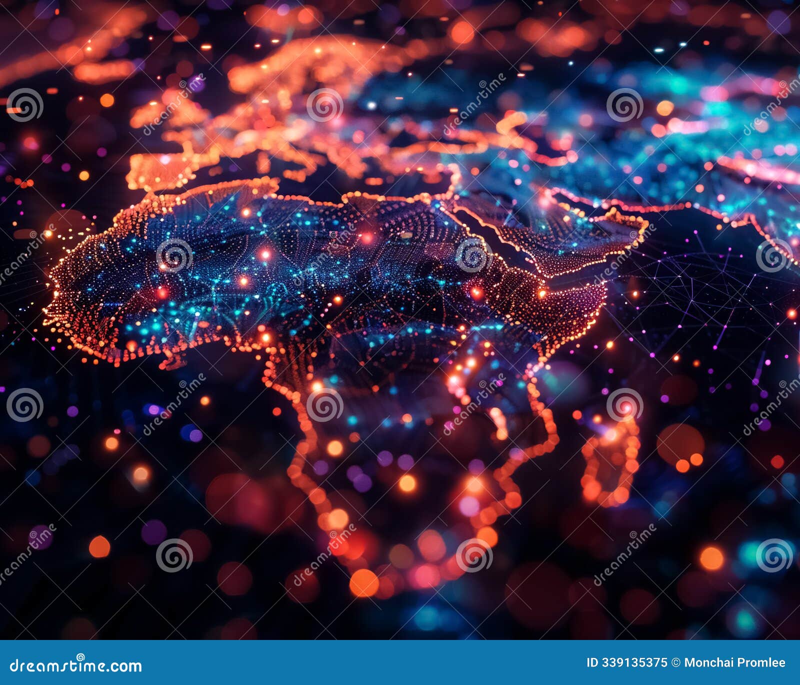 Vibrant and Intricate Visualization of World Map, Showcasing Africa ...