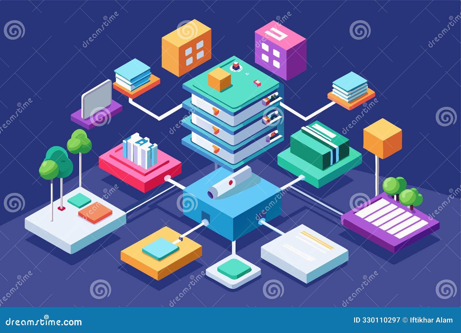 A Vibrant Isometric Illustration Showcasing a Modern Data Management ...
