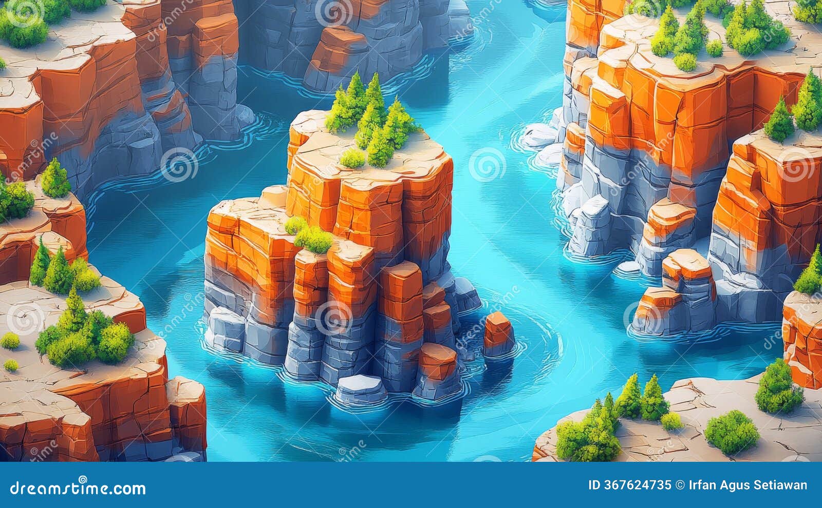 Isometric River With Dam Cartoon Vector | CartoonDealer.com #310177565