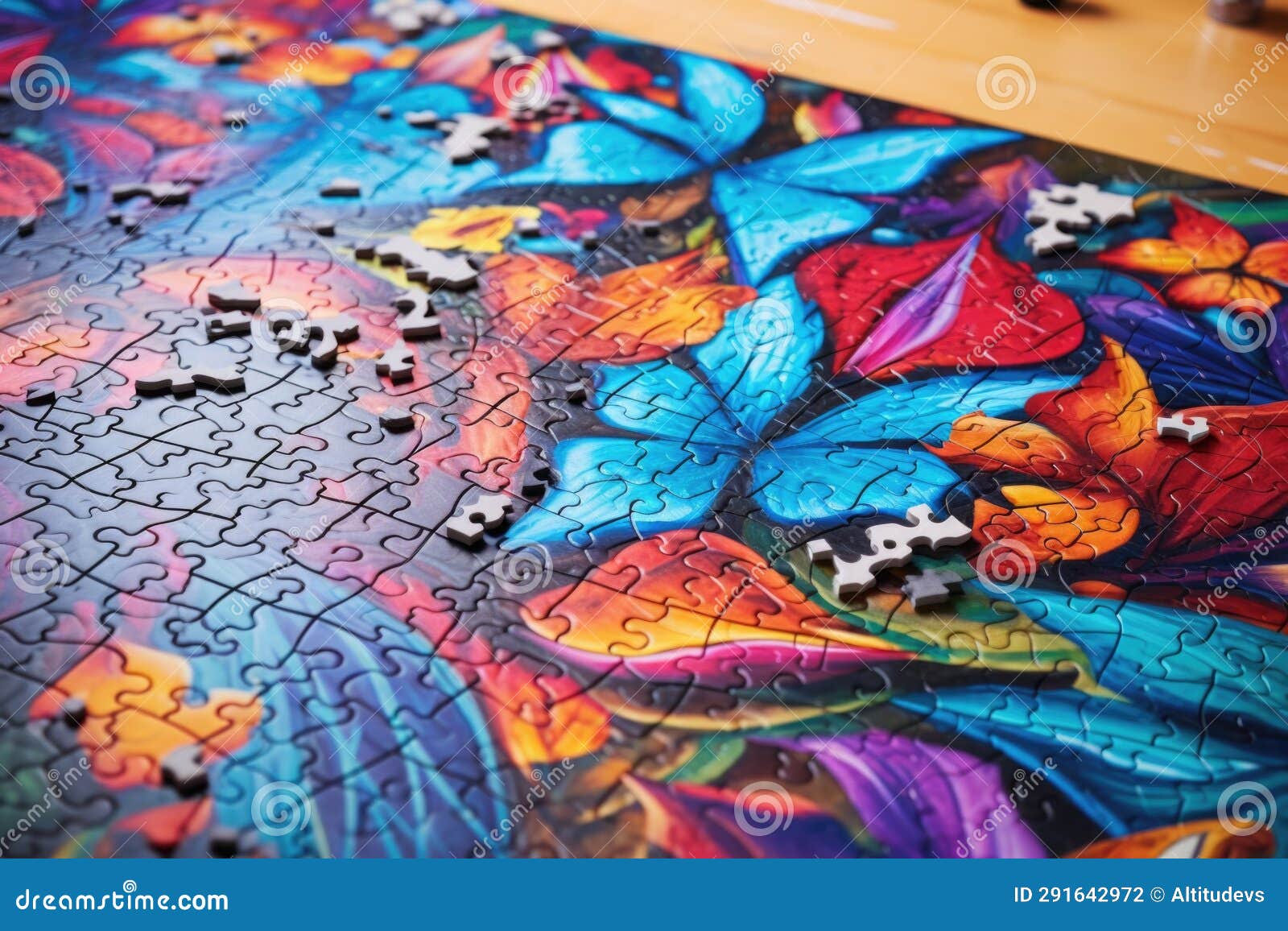 Vibrant Jigsaw Puzzle Partially Completed Stock Photo - Image of jigsaw ...