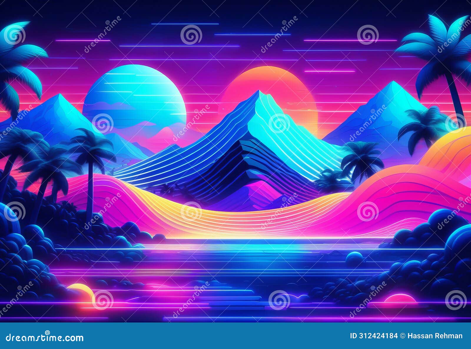 A Vibrant Journey into Vaporwave Nostalgia Stock Illustration ...