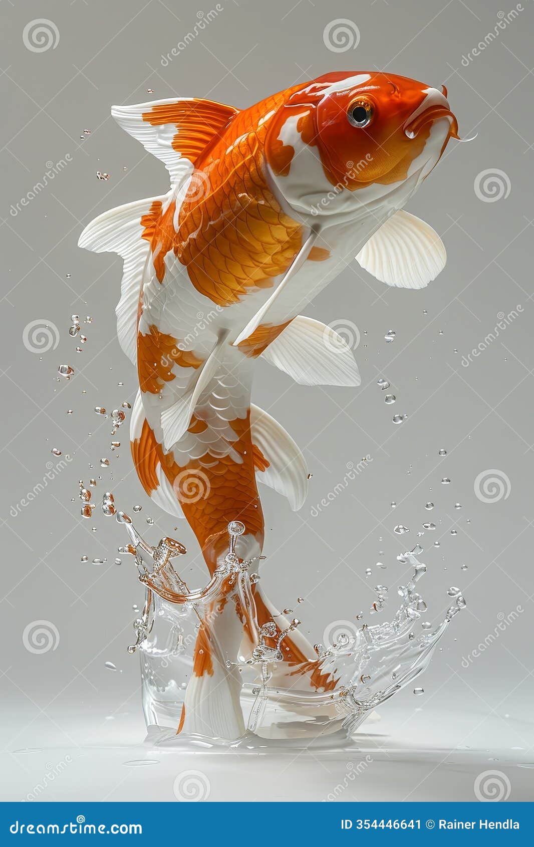 Koi Fish Leaps from Water, Creating Splashes in Mid-air Stock Image ...