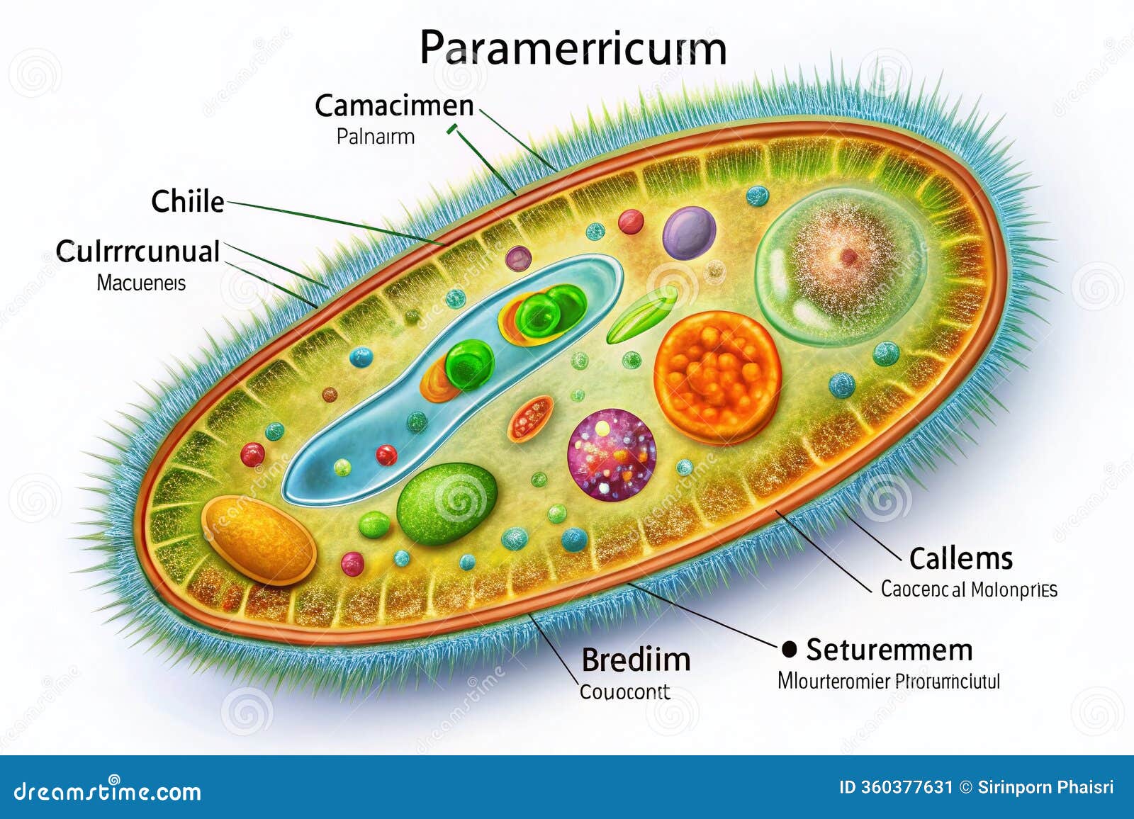 Paramecium Labeled Diagram Vector Illustration | CartoonDealer.com ...