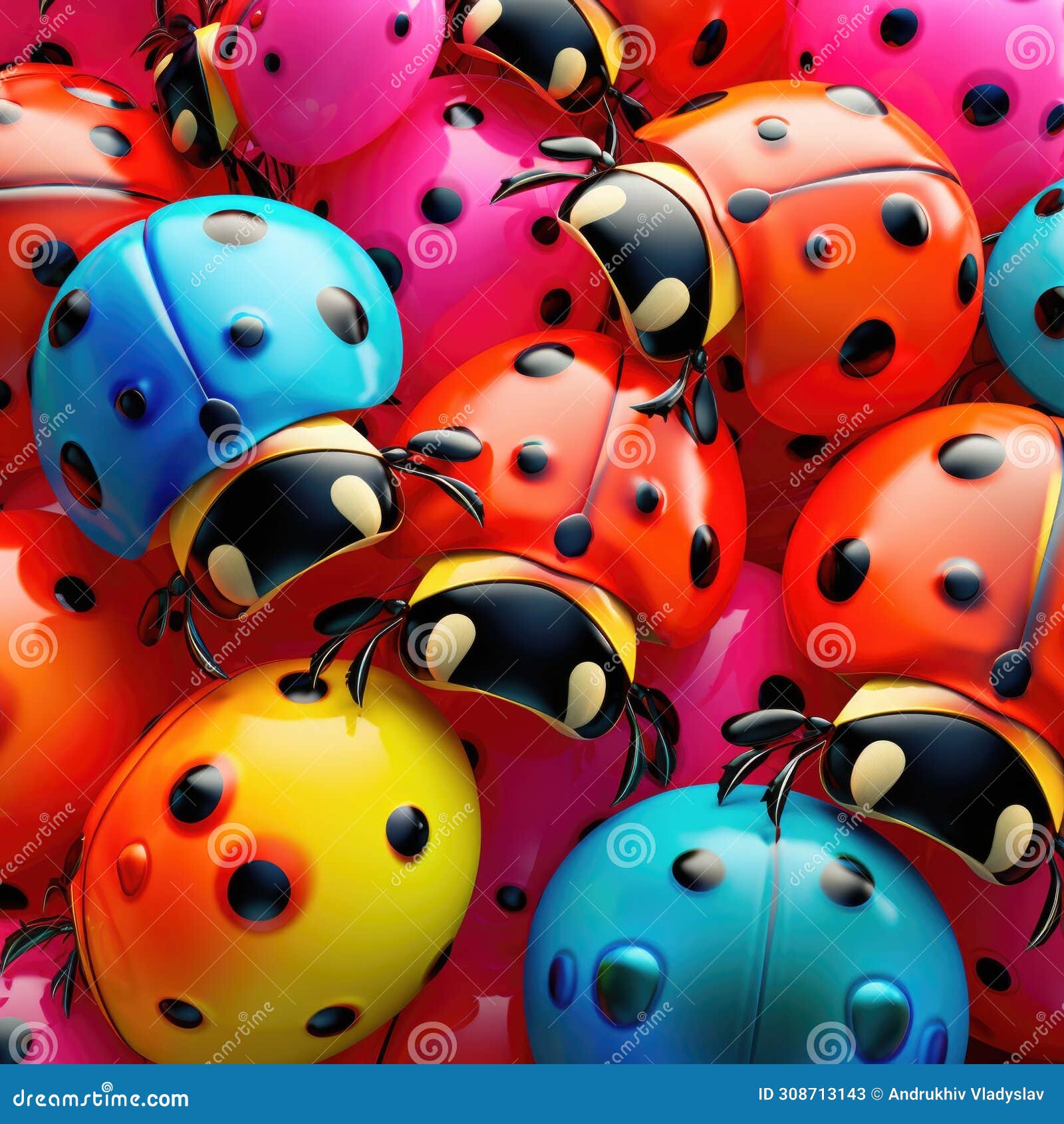 Vibrant Ladybug Heads, a Macro Illustration Stock Illustration ...