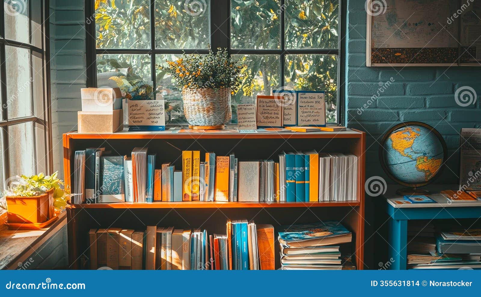 A Vibrant Language Learning Corner with Flashcards, Grammar Books, and ...